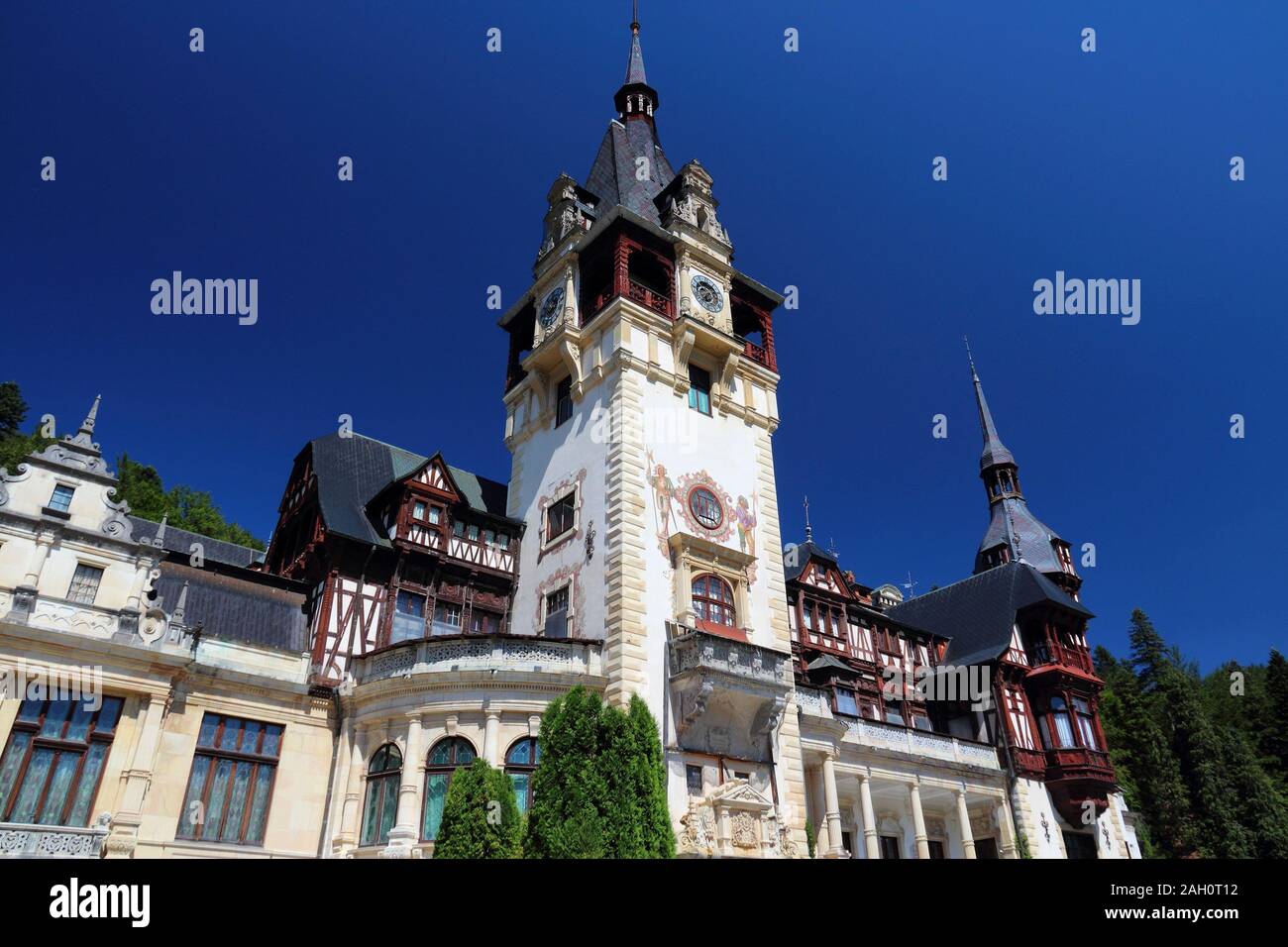Romania landmark - Peles Castle. Renaissance revival style architecture ...