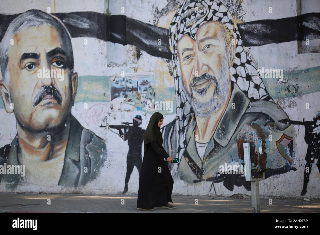 Gaza City, The Gaza Strip, Palestine. 22nd Dec, 2019. Mural depicting ...