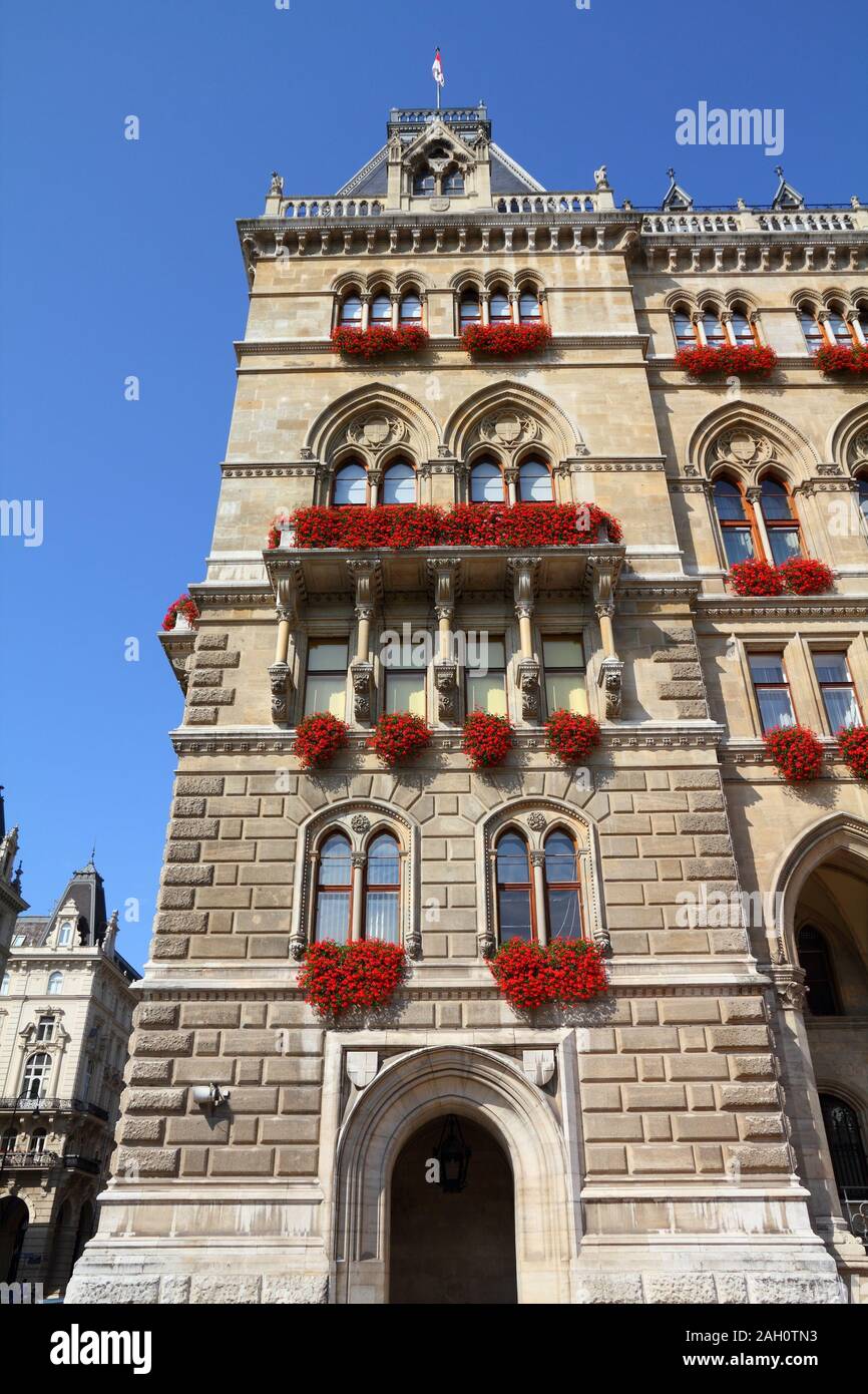Vienna, Austria - famous City Hall building. The Old Town is a UNESCO ...