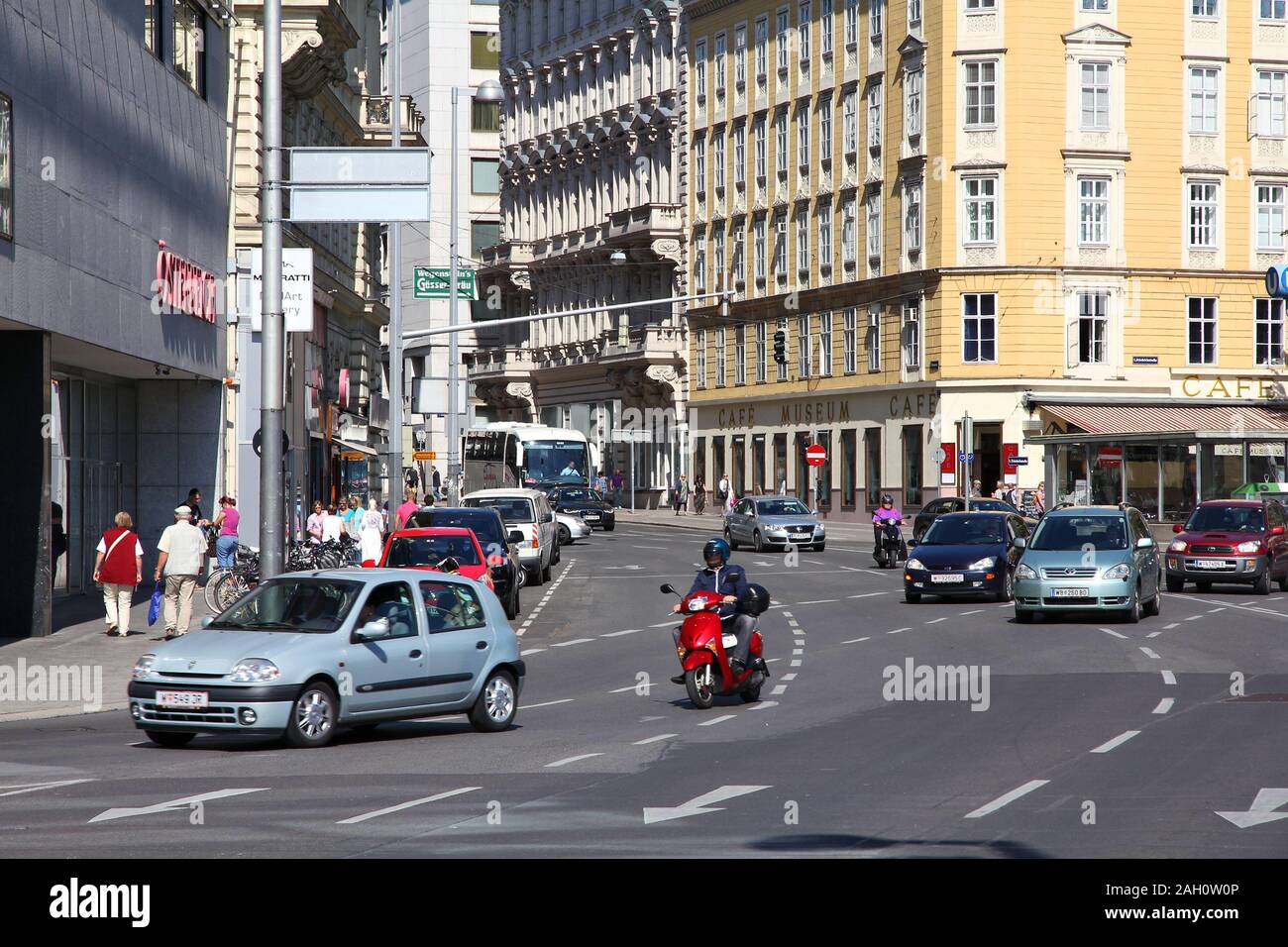 VIENNA - SEPTEMBER 6: Cars drive on September 6, 2011 in Vienna. Each ...