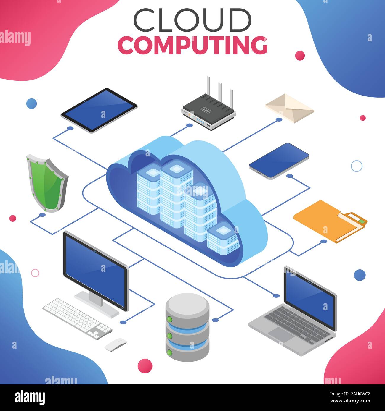 Cloud Computing Technology Isometric Stock Vector Image & Art - Alamy