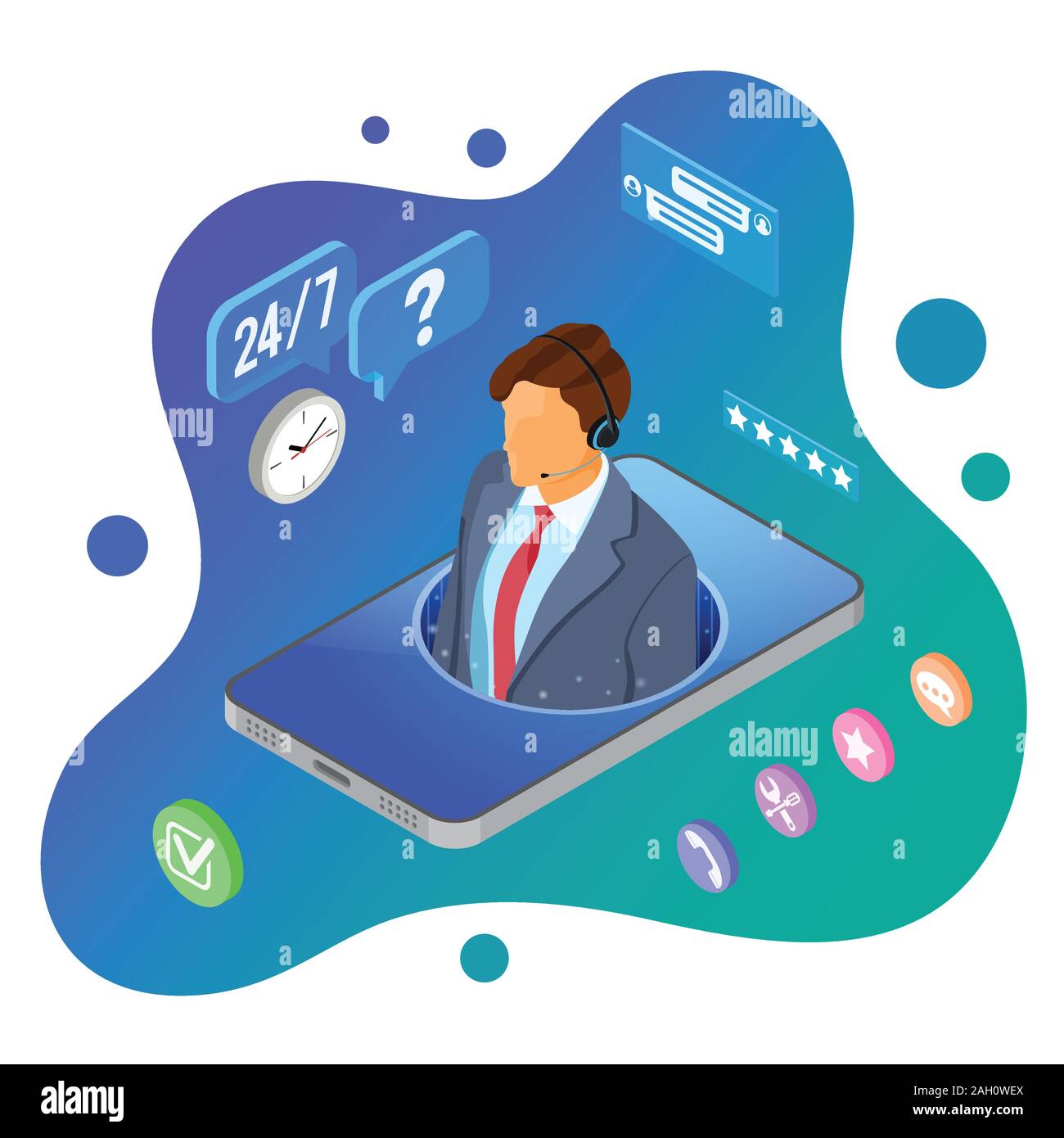 Isometric Online Customer Support Stock Vector Image & Art - Alamy