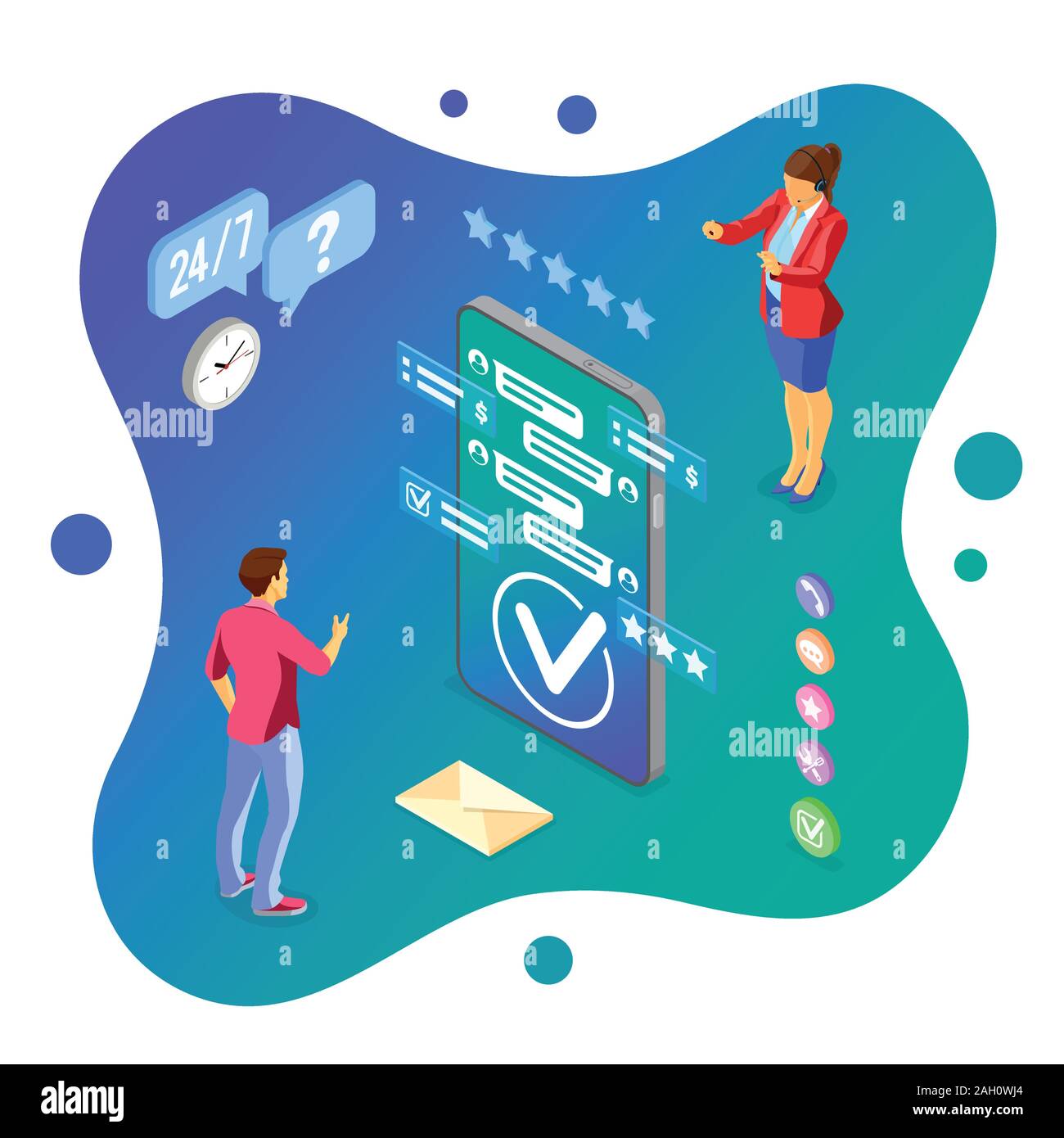 Technical support isometric concept Cut Out Stock Images & Pictures - Alamy