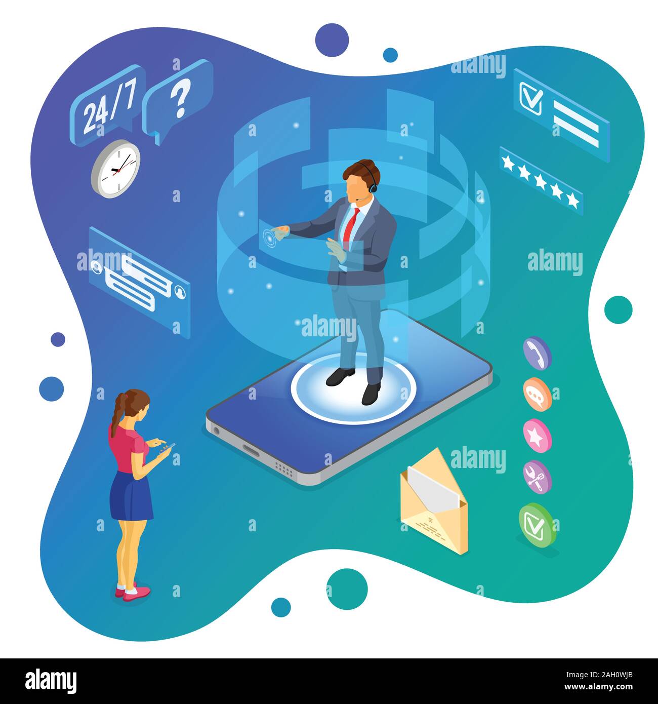 Isometric Online Customer Support Stock Vector Image & Art - Alamy