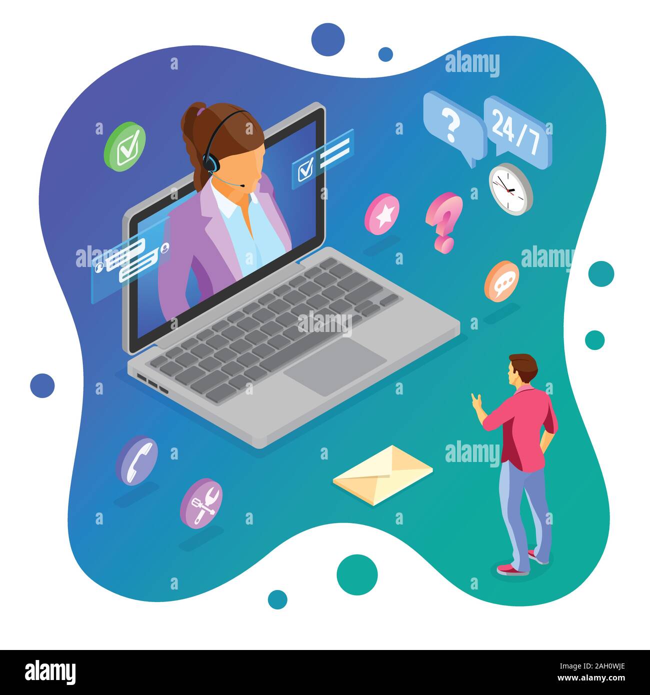 Isometric Online Customer Support Stock Vector Image & Art - Alamy