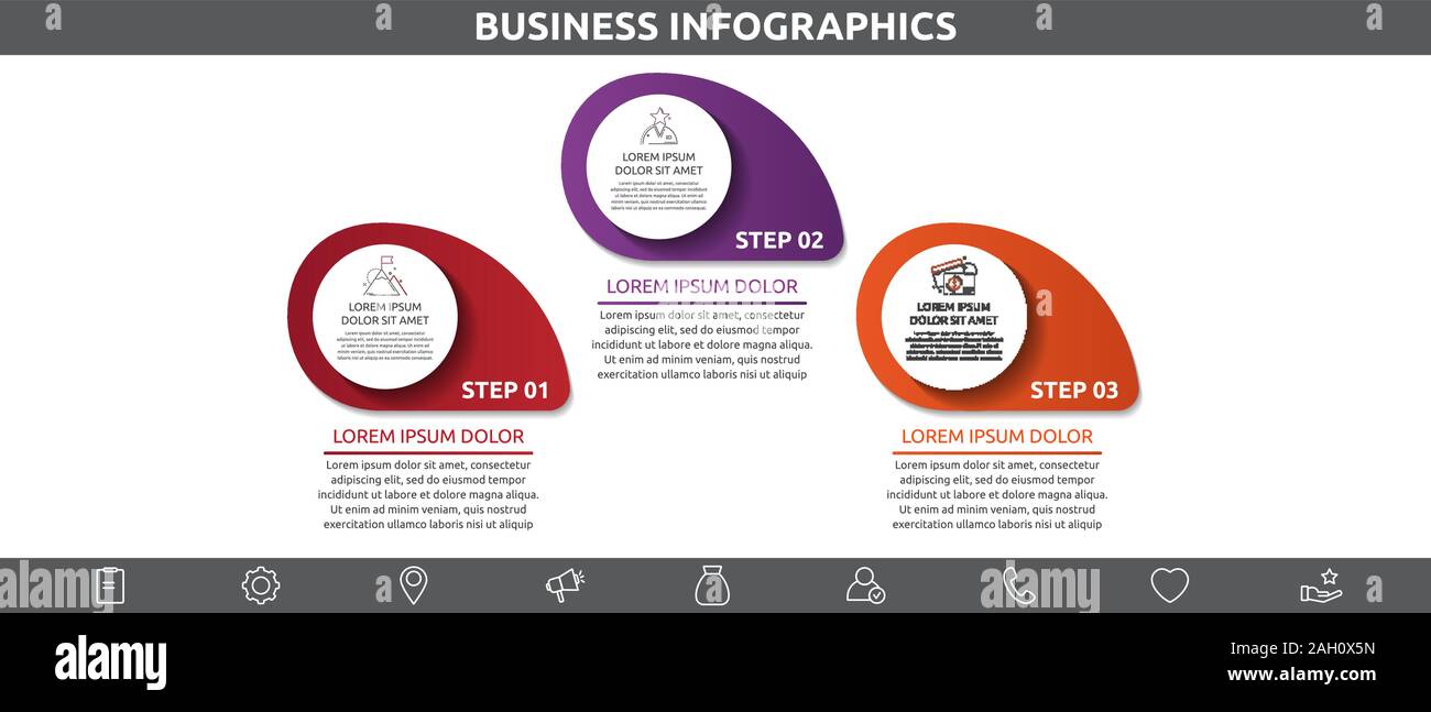 Vector template circle infographics. Business concept with 3 options and parts. Three steps for ...