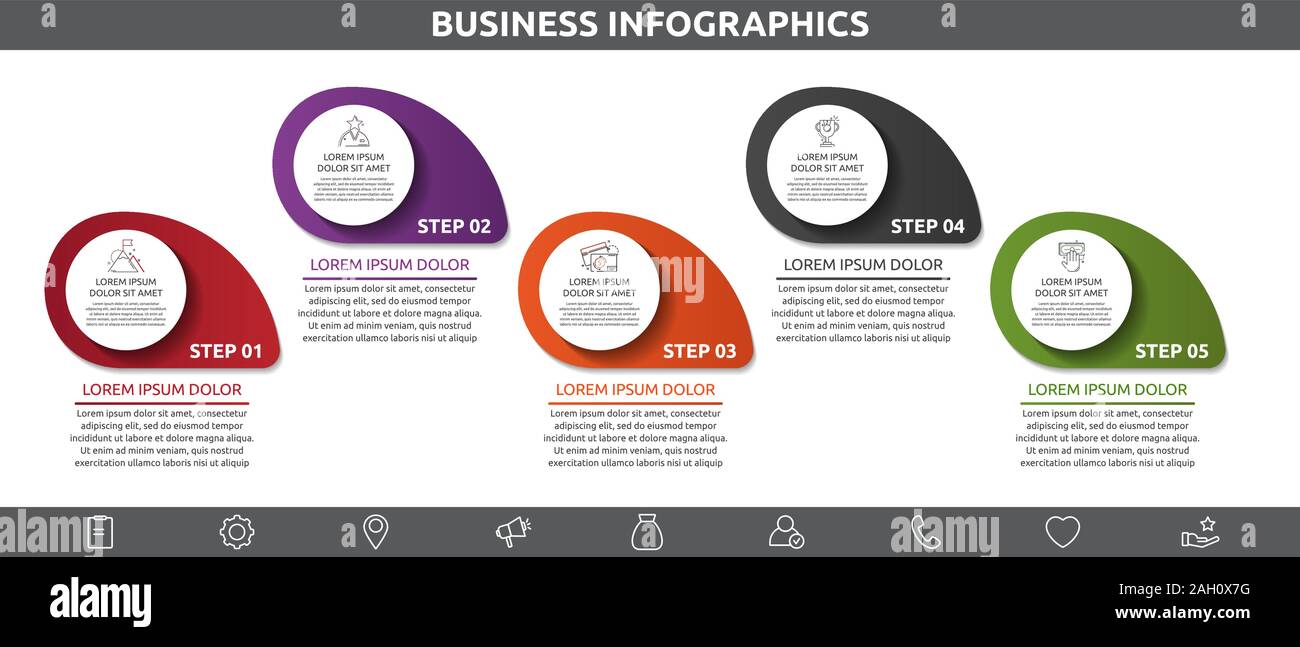 Vector 3D template circle infographics. Business concept with 5 options ...