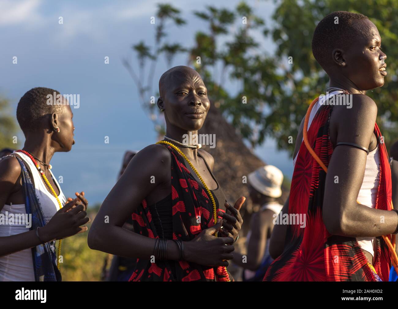 Mundari tribe women dancing during a wedding, Central Equatoria ...