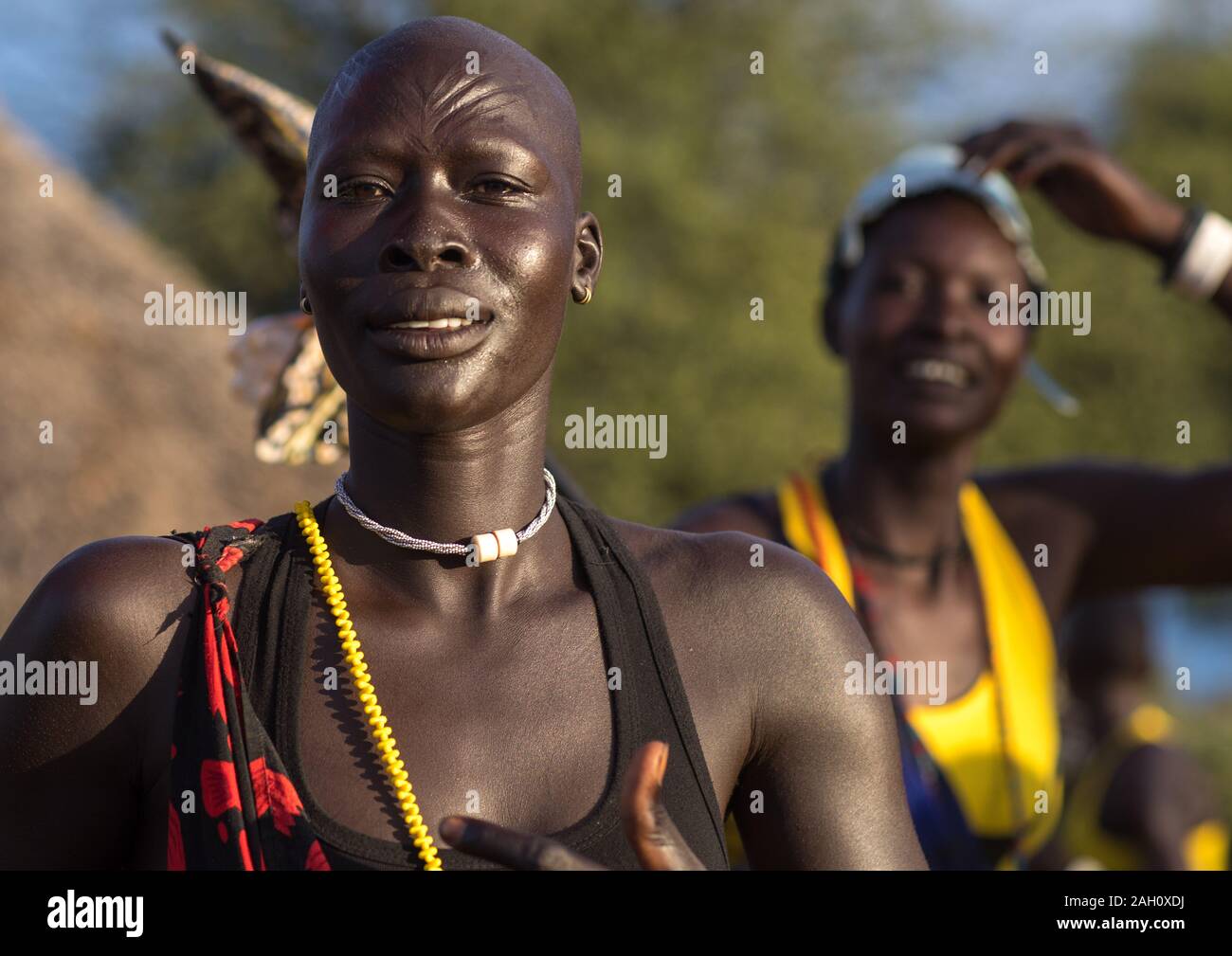 Mundari tribe women celebrating a wedding, Central Equatoria, Terekeka ...
