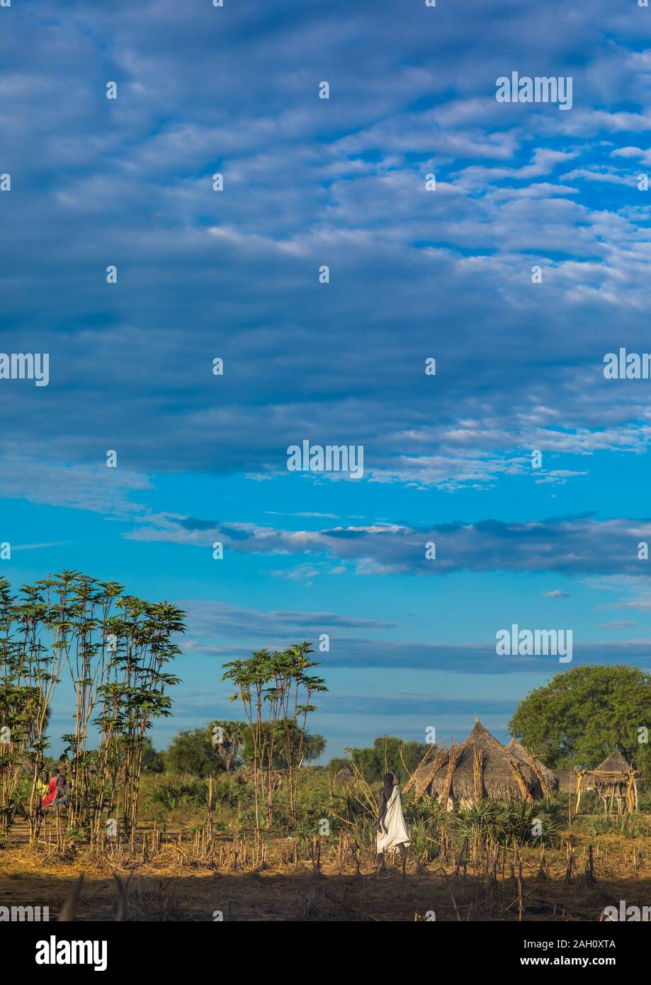 Traditional Mundari tribe village, Central Equatoria, Terekeka, South ...