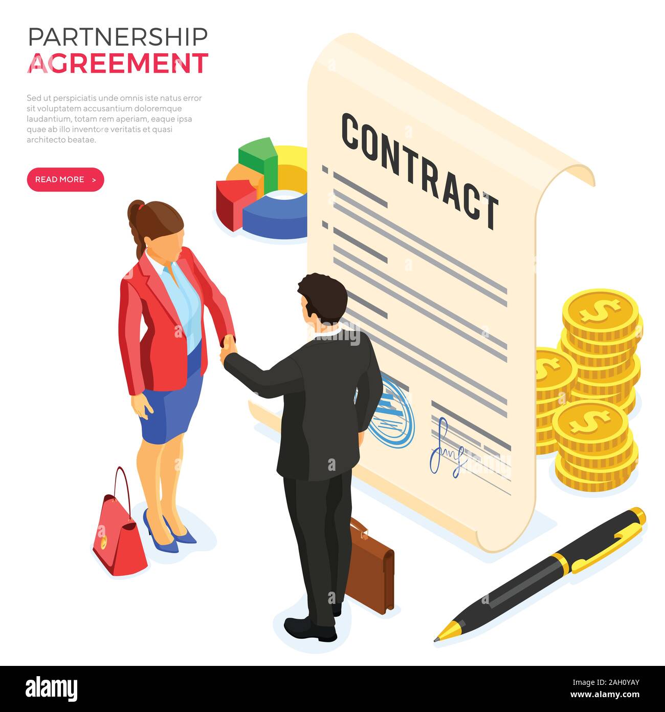 Partnership Handshake Business Man and Woman Stock Vector Image & Art ...