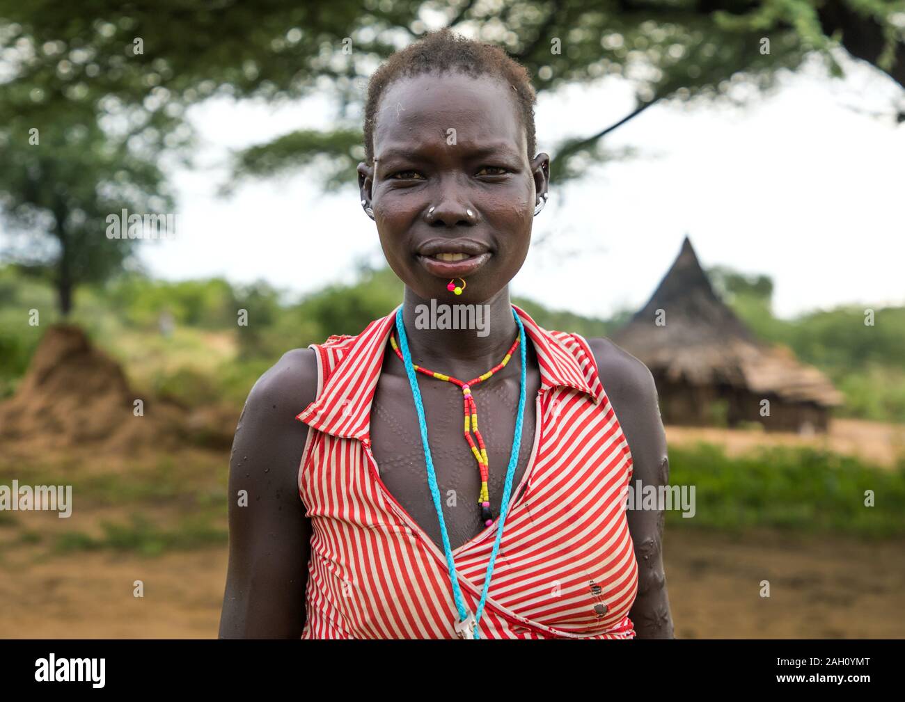 Portrait of a Larim tribe woman, Boya Mountains, Imatong, South Sudan ...
