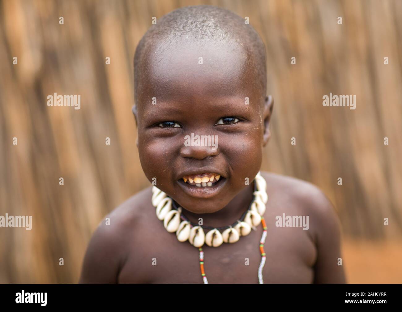 Portrait of a smiling Larim tribe boy, Boya Mountains, Imatong, South ...