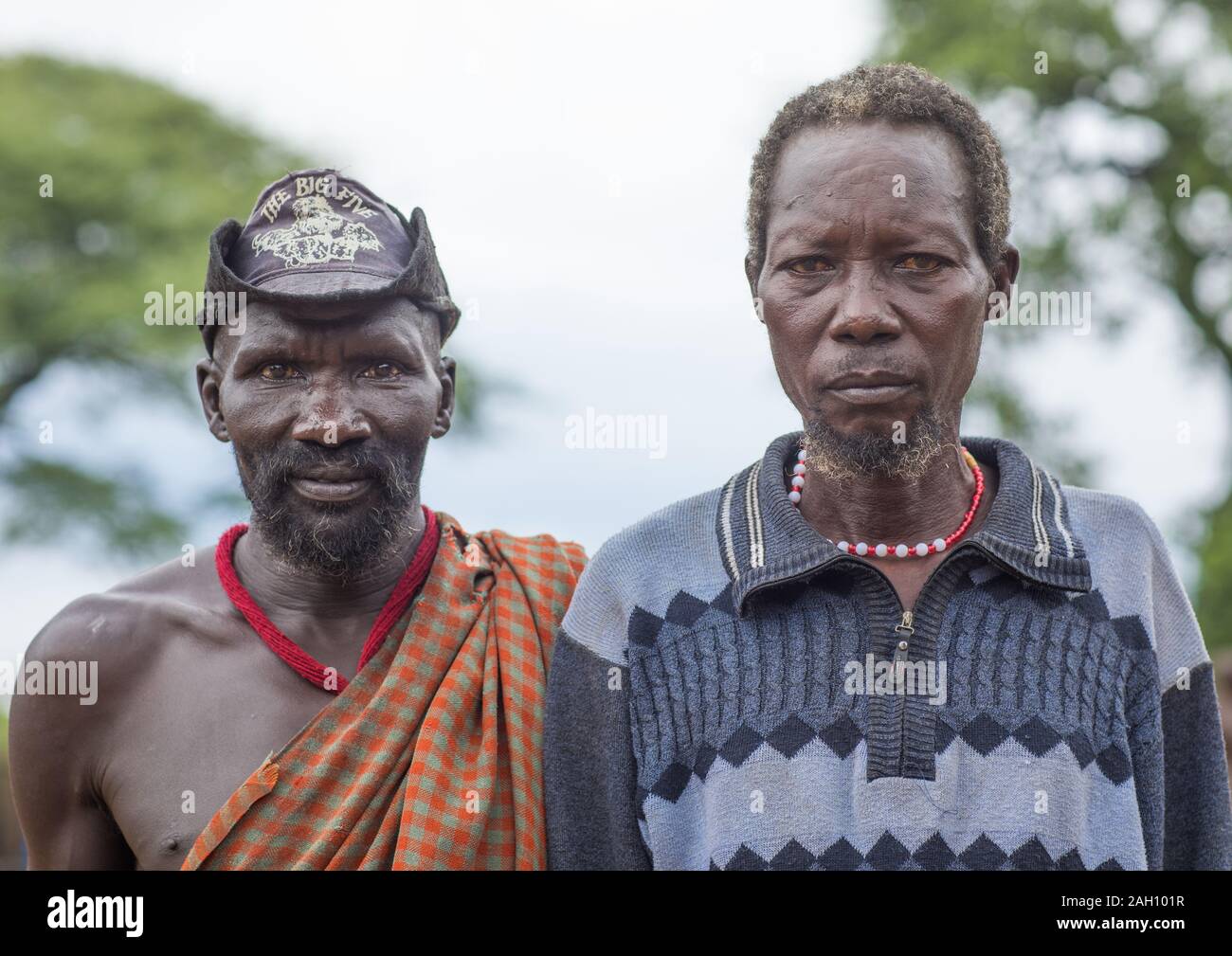 Larim tribe elders portrait, Boya Mountains, Imatong, South Sudan Stock ...