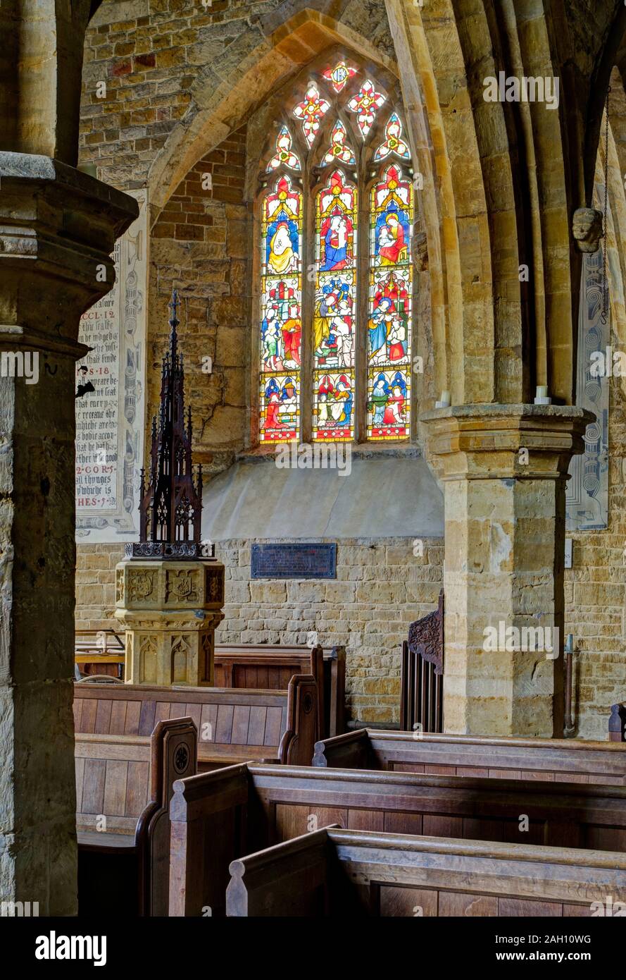 Interior of the church of All Saints, Holdenby, Northamptonshire, UK ...