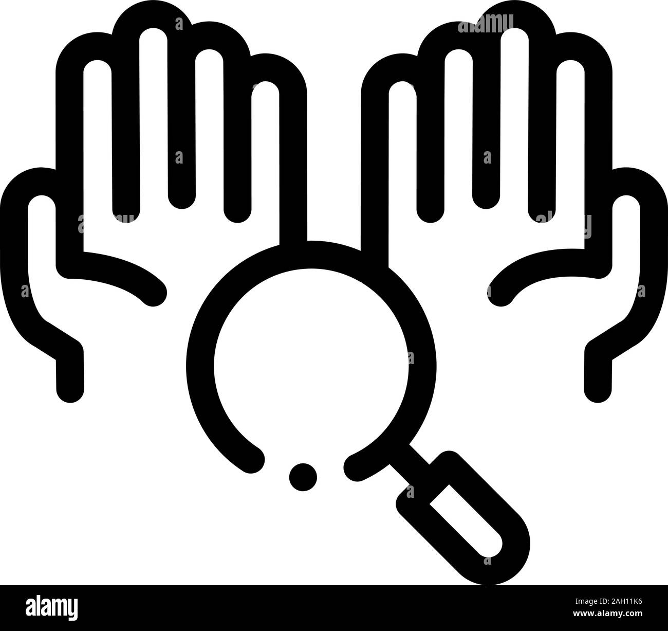 Hands And Magnifier Icon Outline Illustration Stock Vector Image & Art ...