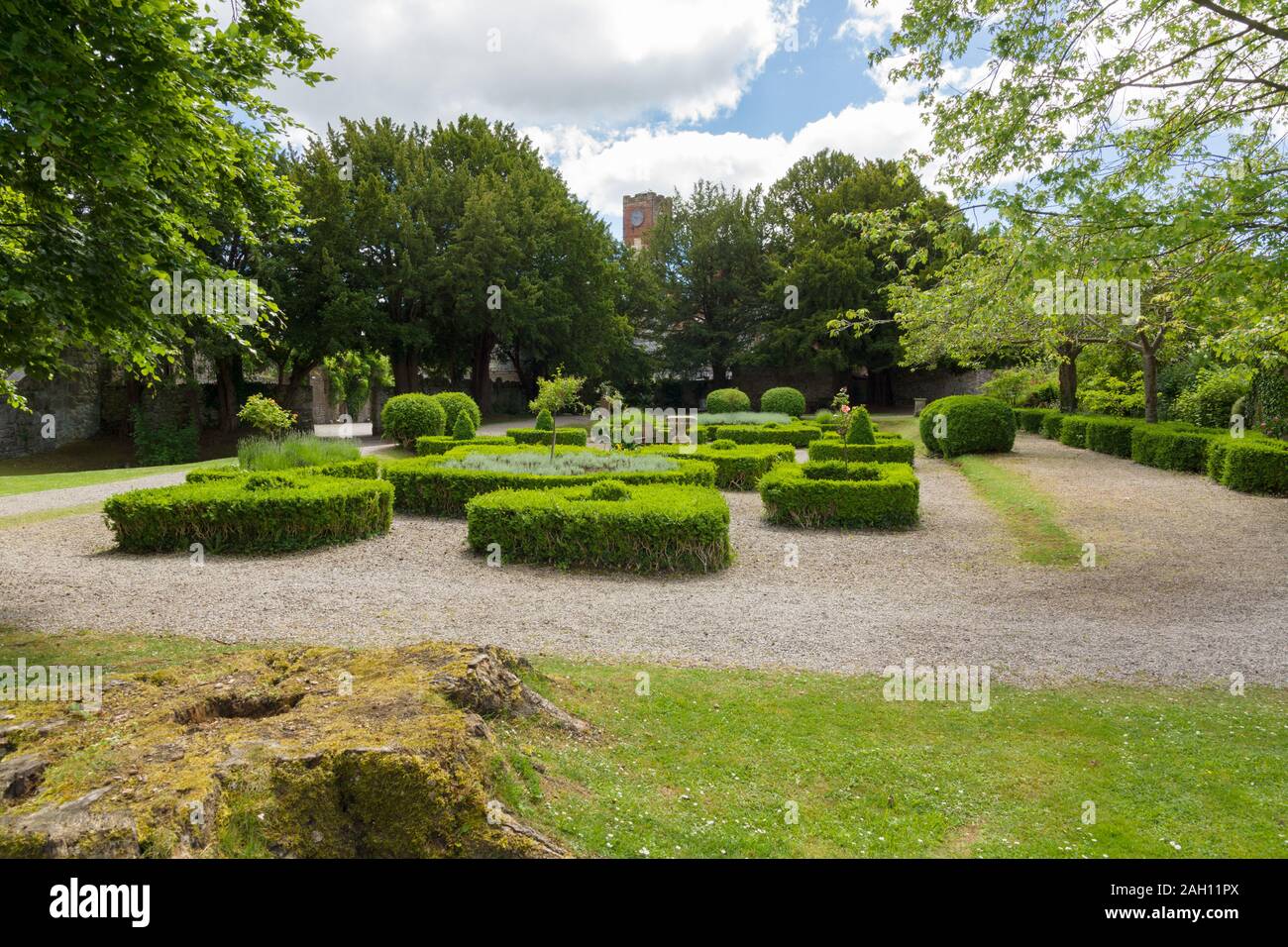 Ruthin Castle hotel and ornamental gardens on the site of a the ...