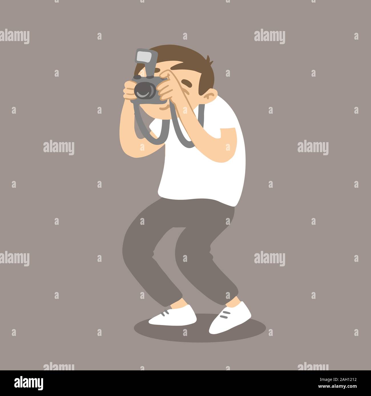 Photographer taking picture. Vector cartoon man with camera Stock ...