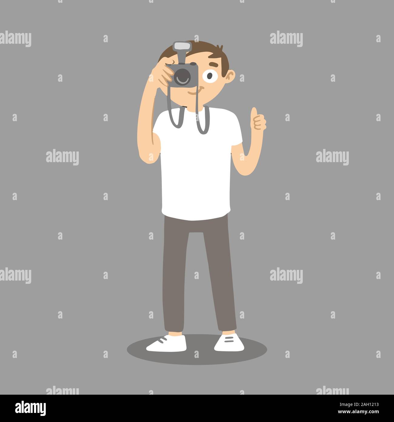 Cartoon man taking photo. Vector photographer with photo camera Stock ...