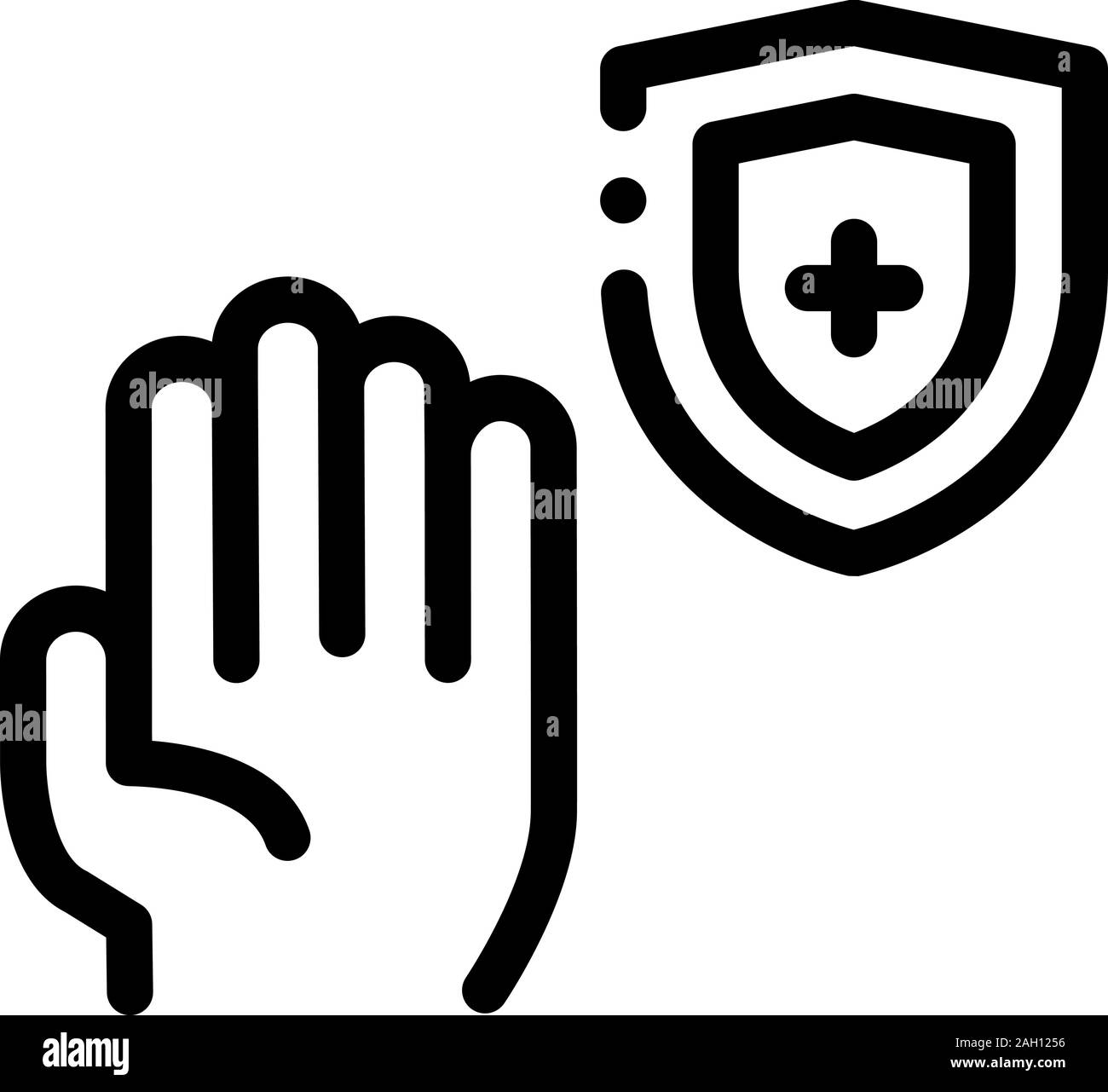 Hand Shield With Cross Icon Outline Illustration Stock Vector Image ...