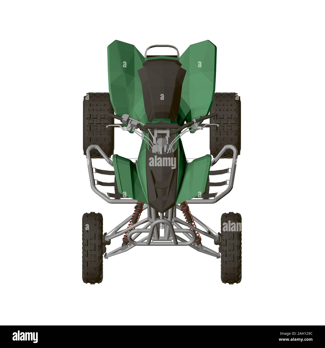 Polygonal green ATV isolated on a white background. View isometric. 3D ...