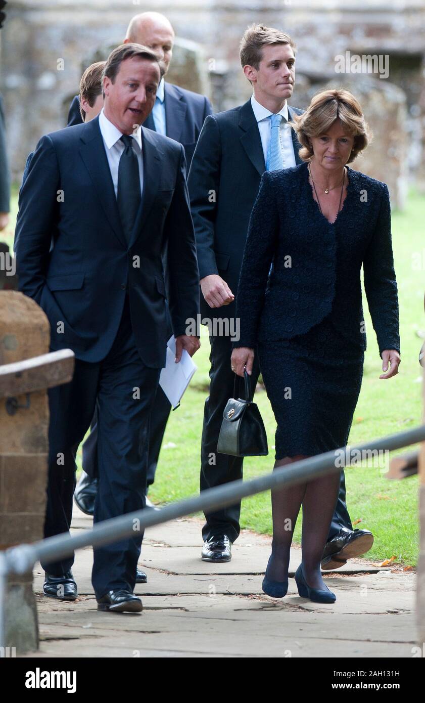 The prime minister David Cameron leaving a memorial service at St Mary ...