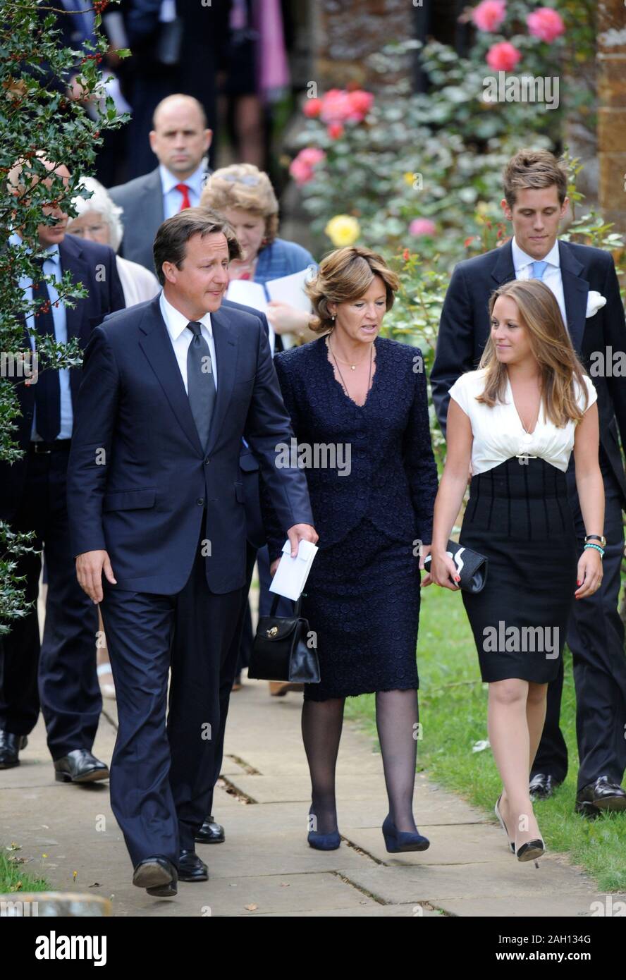 The prime minister David Cameron leaving a memorial service at St Mary ...