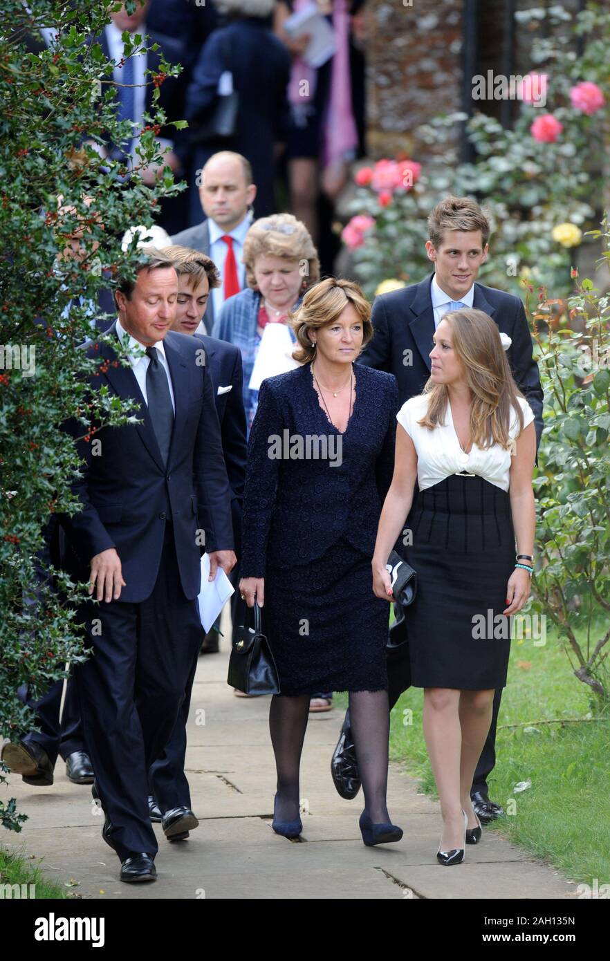 The prime minister David Cameron leaving a memorial service at St Mary ...