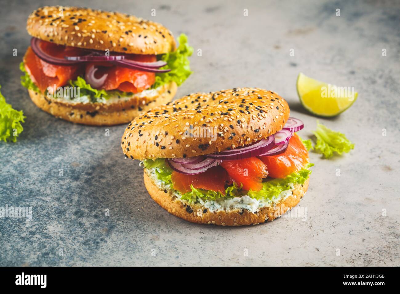 Cottage cheese smoked fish bagel sandwich hi-res stock photography and ...