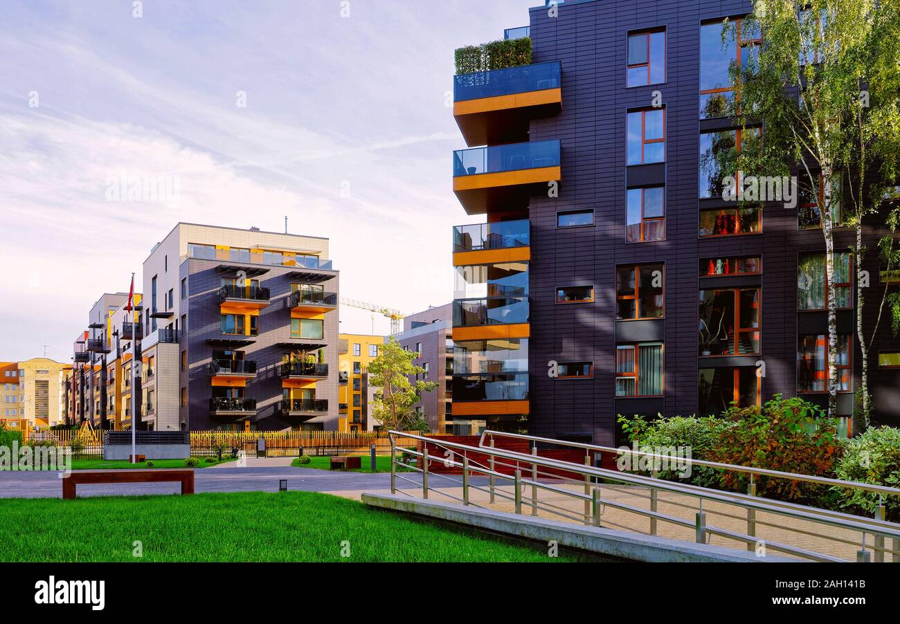 Modern glass apartment residential buildings with reflex Stock Photo ...
