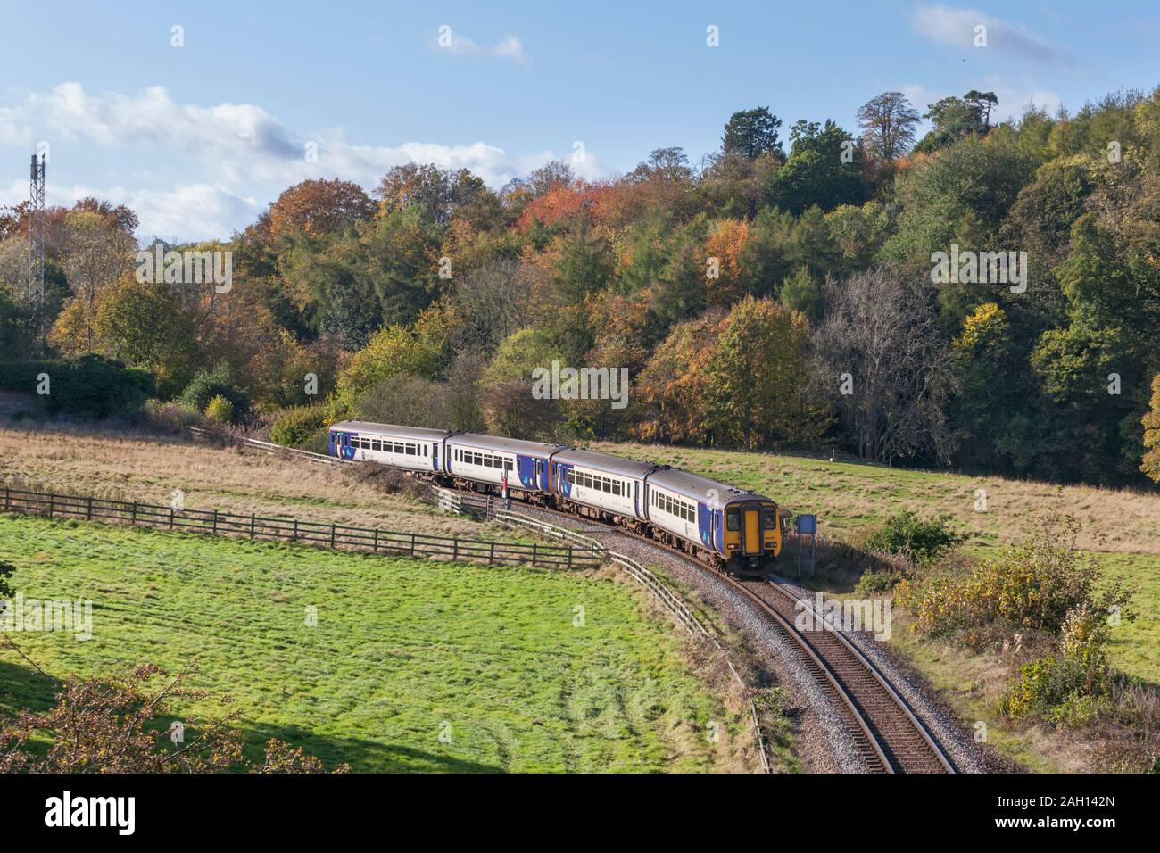 Arriva Northern rail class 156 sprinter trains 156451 + 156448 passing ...