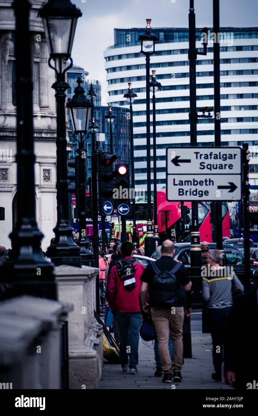 People on a London bridge. People are walking Stock Photo - Alamy