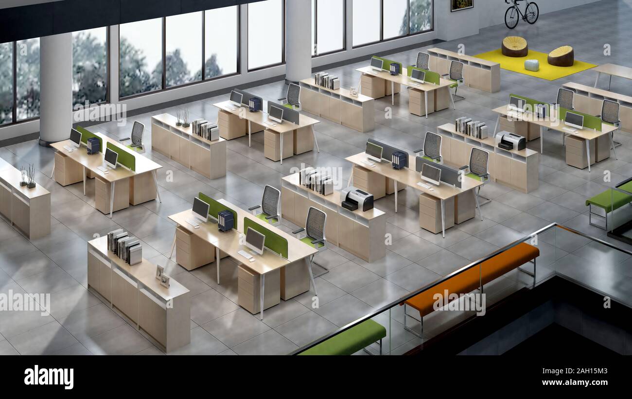 3d render of modern working office Stock Photo - Alamy