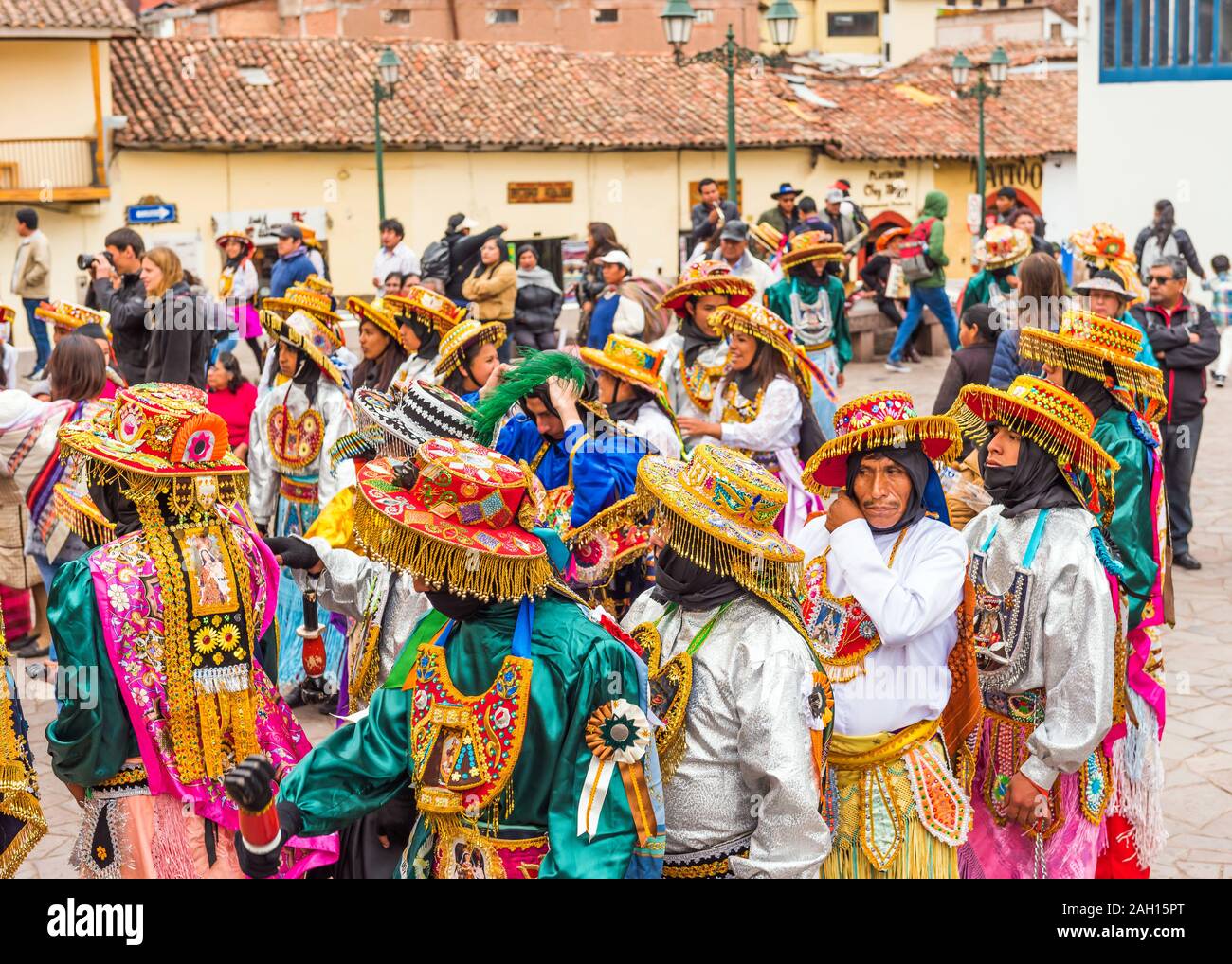 CUSCO, PERU - JUNE 26, 2019: People in national costumes, San Cristobal ...