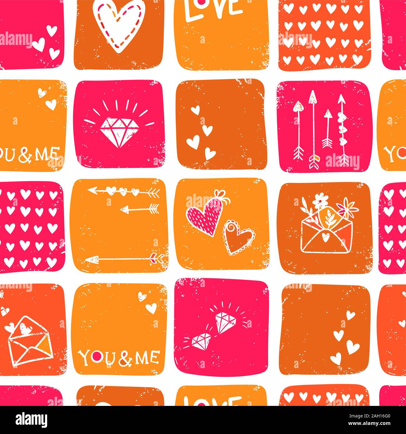 Cute Hand Drawn Valentines Day Seamless Pattern Romantic Doodles