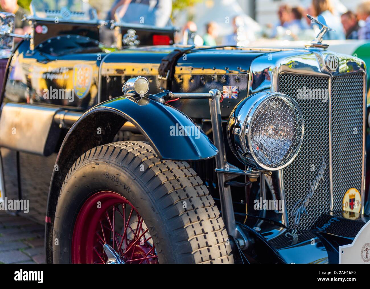 OLDENBURG, GERMANY - MAY 25, 2019: Retro car brand MG, Oldtimer meeting ...