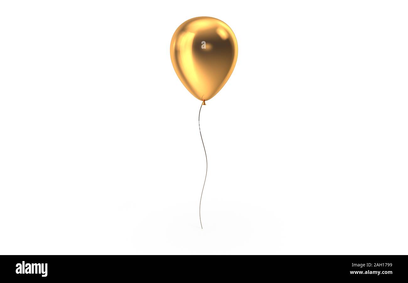 Gold color balloon on a white background with drop shadow and ready to ...