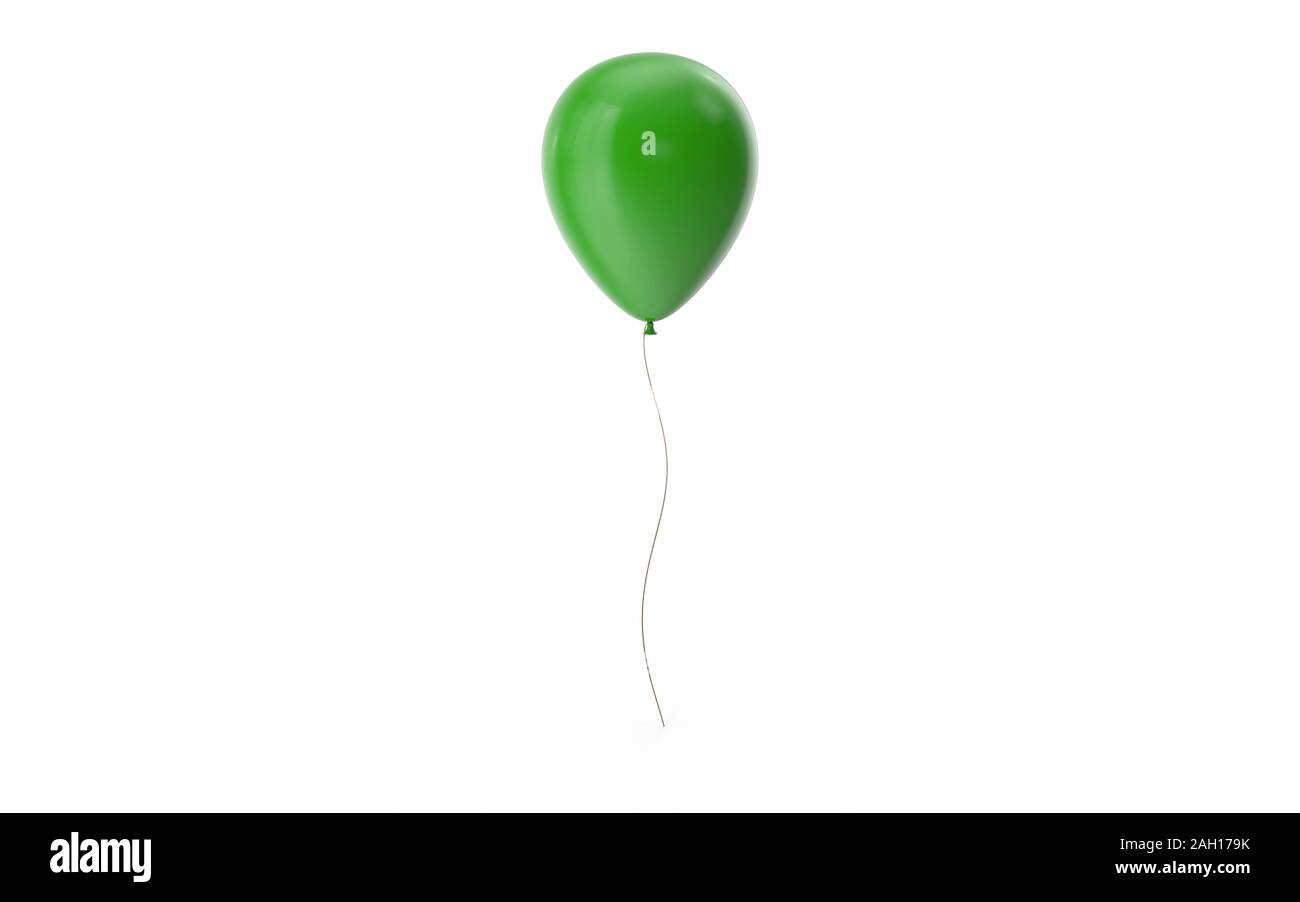 Green balloon on a white background with drop shadow and ready to crop ...
