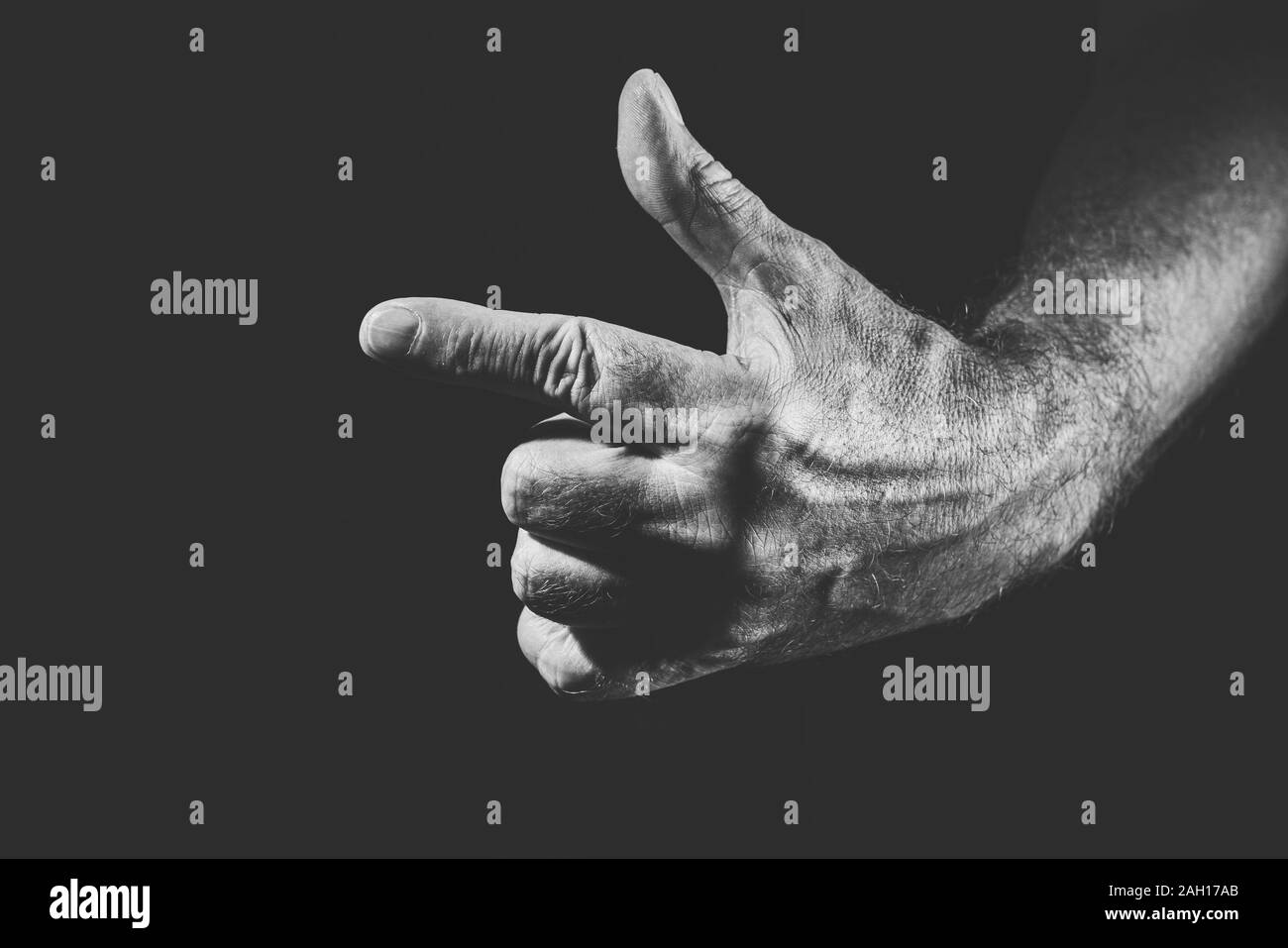 hand showing one direction, in black and white Stock Photo - Alamy