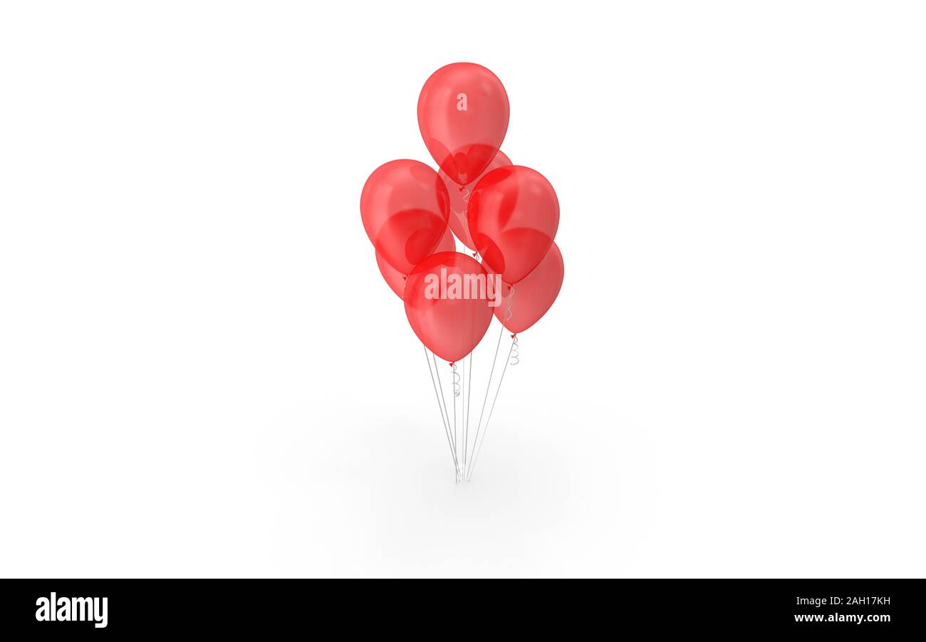 Red balloons on a white background with drop shadow and ready to crop ...