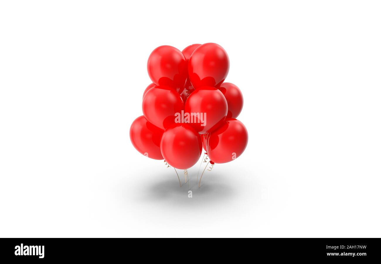 Red balloons on a white background with drop shadow and ready to crop ...