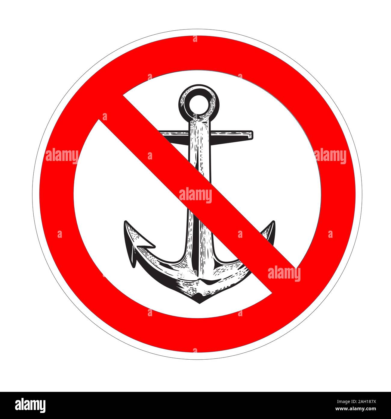 No anchor forbidden sign, red prohibition symbol Stock Photo - Alamy