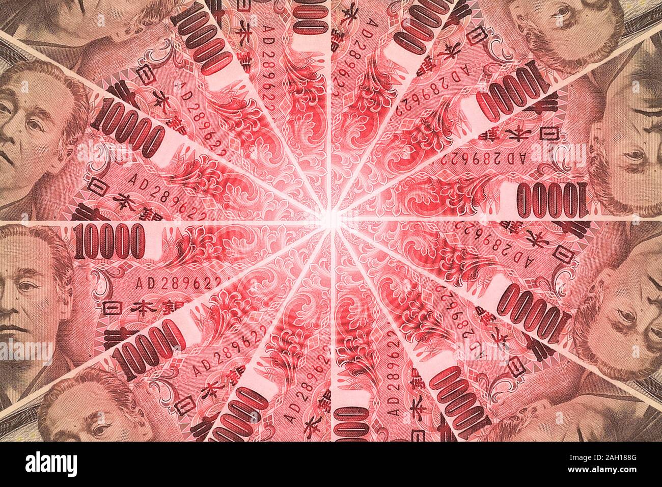 Japan finance and economics concept. Yen banknotes pattern with black ...