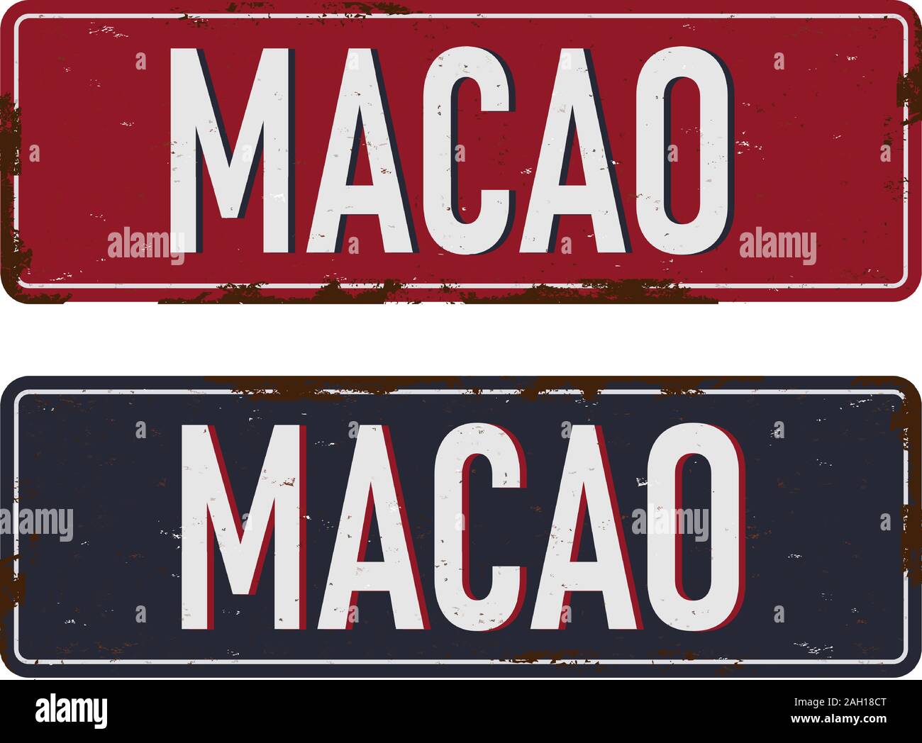 Vintage tin sign Macao. China. Retro souvenirs or postcard templates on ...