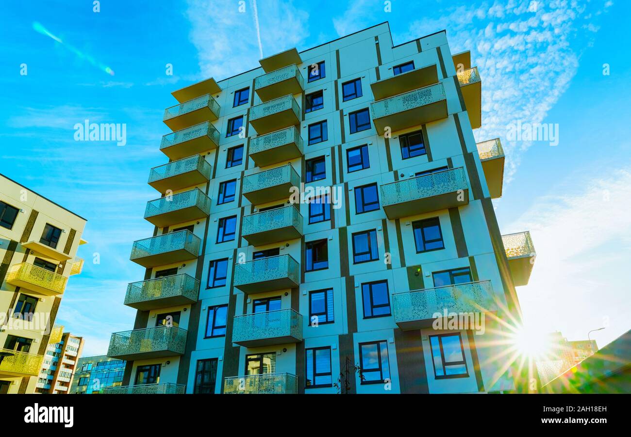 Sun light and Apartment house and home residential building ...