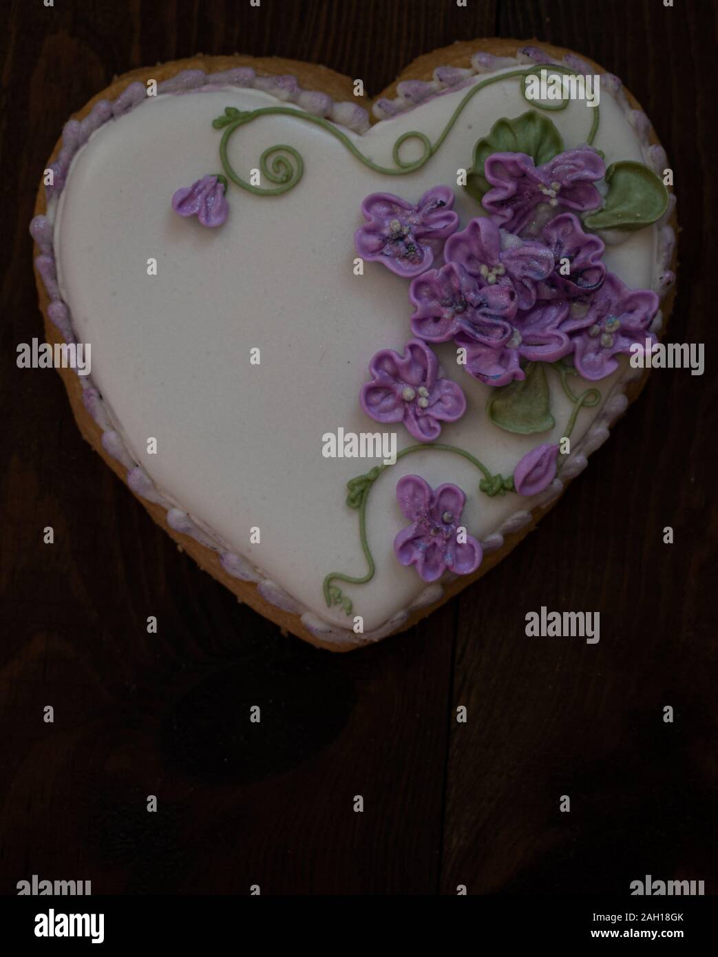 Heart shaped cookies decorated with royal icing Stock Photo - Alamy