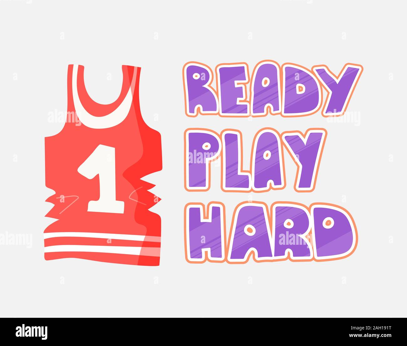 Vector flat illustration of basketball top and lettering about ready to ...