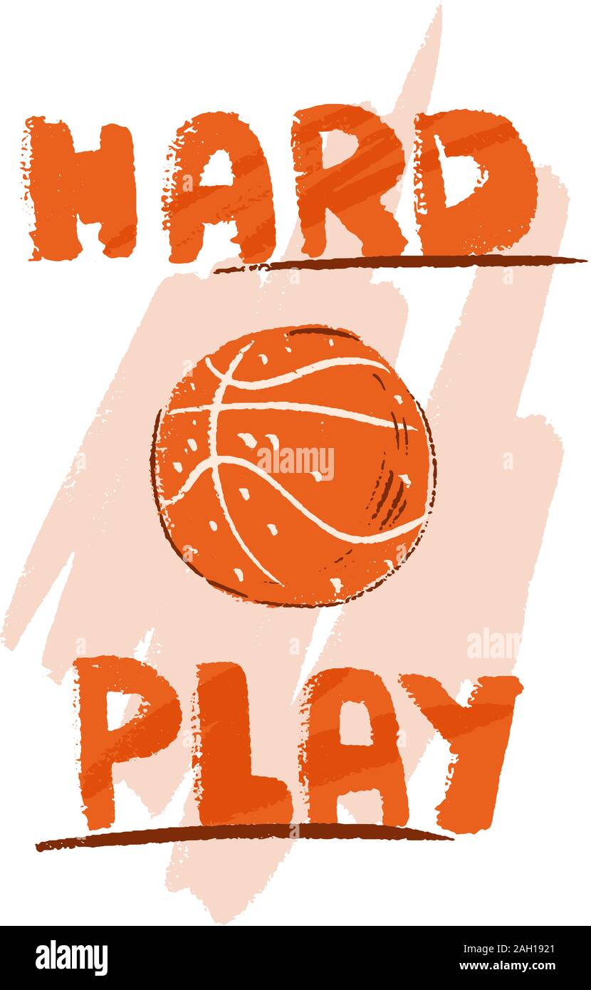 Vector hand draw illustration of basketball ball and lettering about ...
