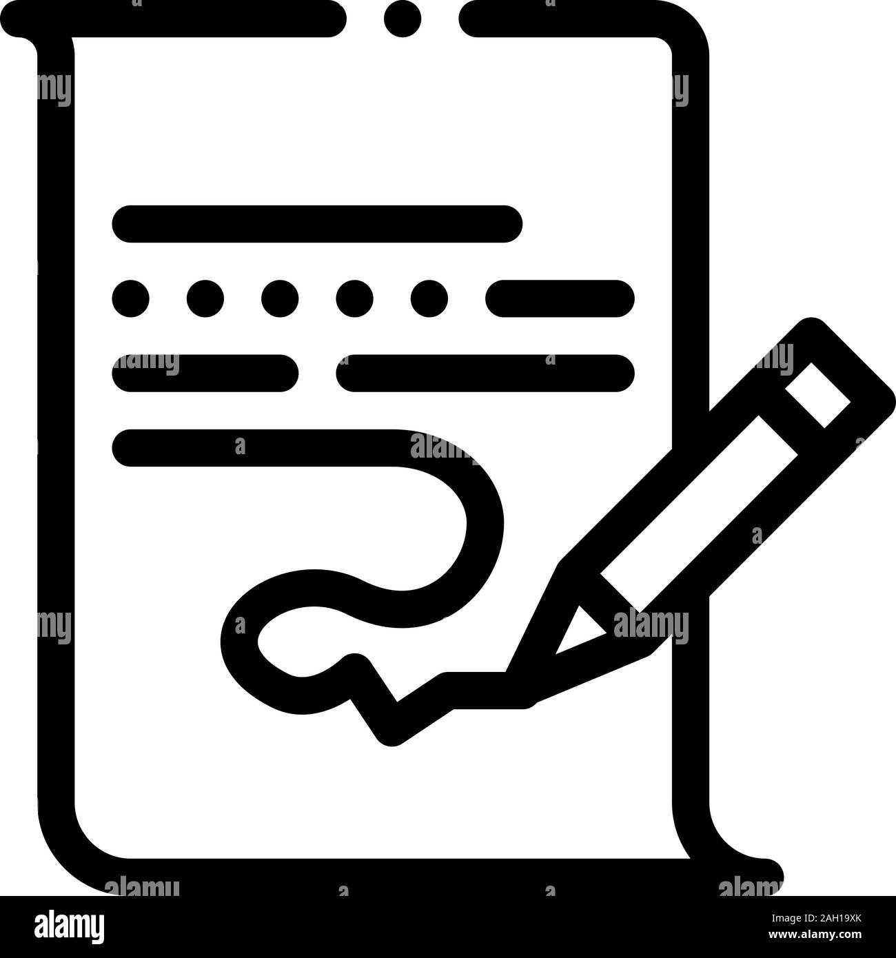 Paper List And Pencil Icon Outline Illustration Stock Vector Image ...