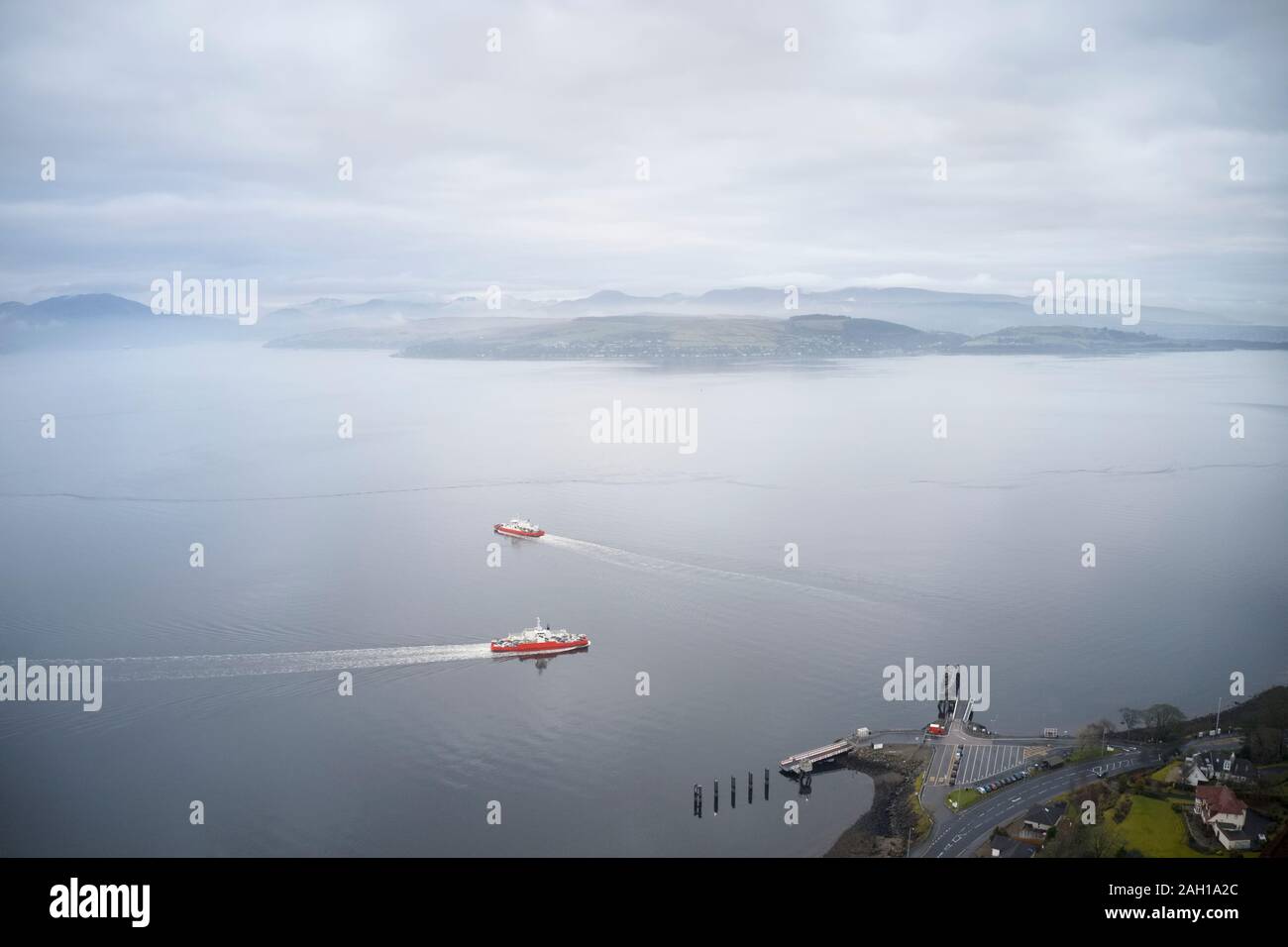 Ferry ship crossing on open vast ocean cruise journey aerial view from ...